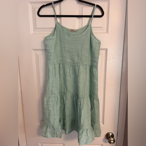 Valentina Naldi | Dresses | Valentina Naldi Green Linen Dress | Poshmark